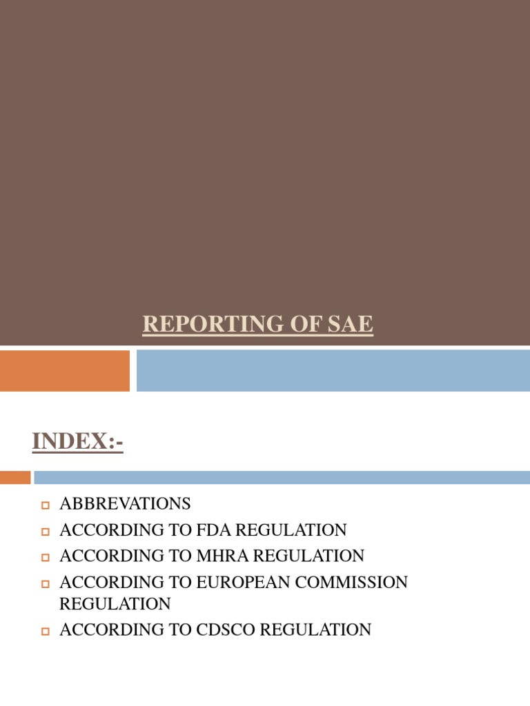 SAE Reporting Guidelines by Regulation | PDF | Self-Improvement | Law