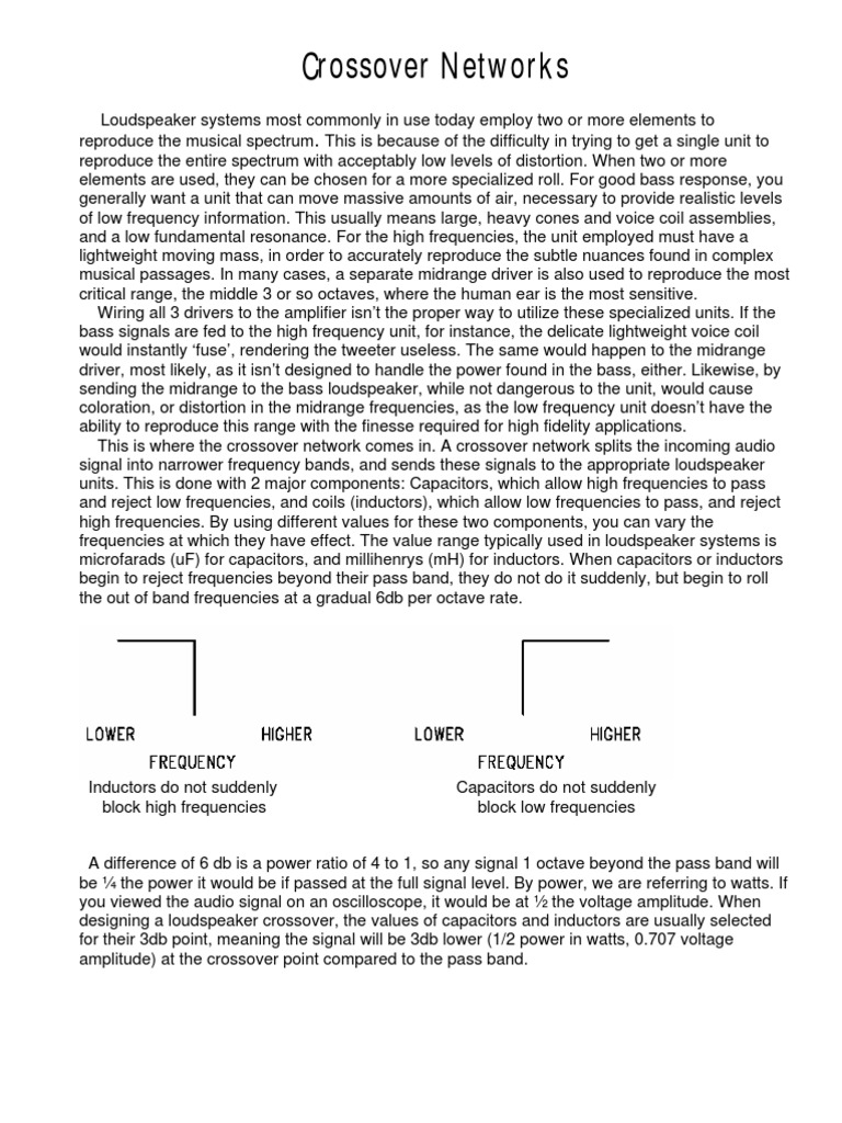 Crossover Networks | PDF | Loudspeaker | Inductor