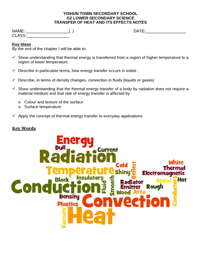 Transfer of Heat and Its Effects Notes | PDF | Heat Transfer | Thermal ...