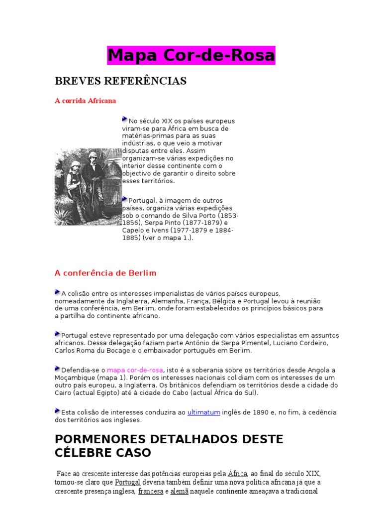 Mapa Cor-de-Rosa e a Conferência de Berlim | PDF | Relações ...