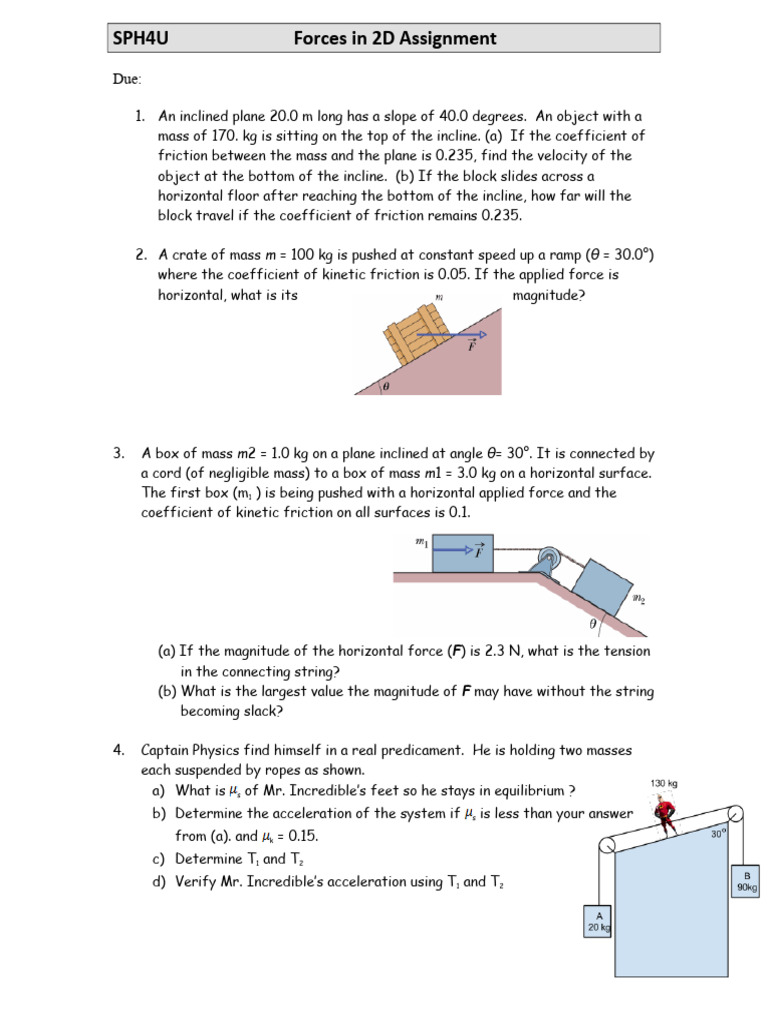 Dynamics Inclined Planes Assgn. 2021 | PDF