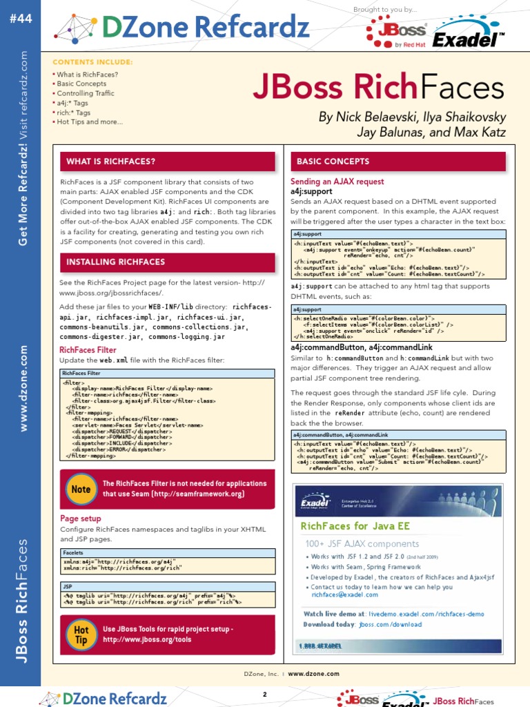 Richfaces RefCard | PDF | Computers