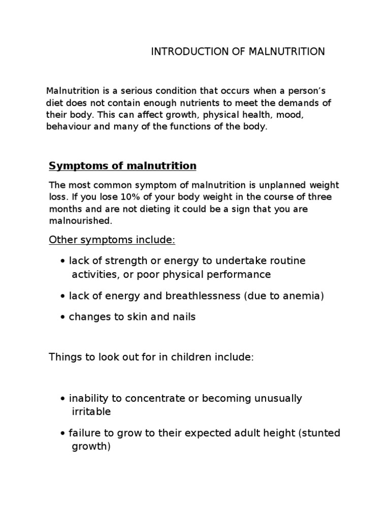 Introduction of Malnutrition | PDF | Wellness