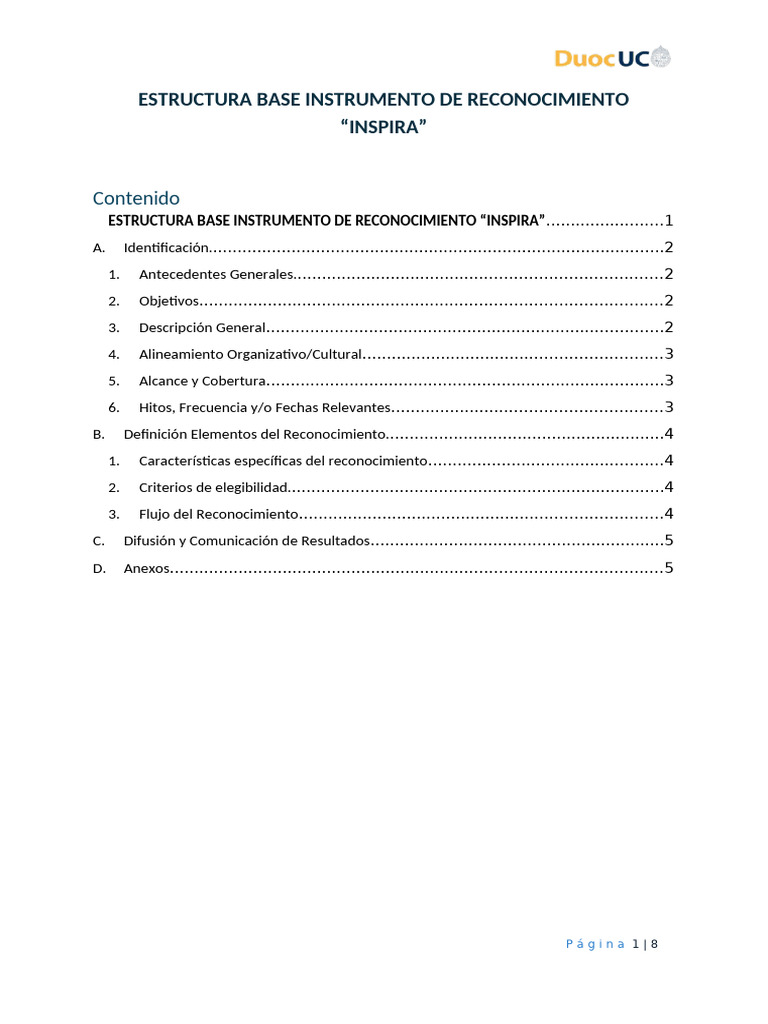 Estructura Base Instrumento de Reconocimiento Inspira | PDF ...