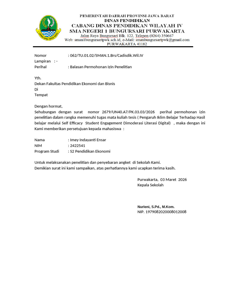 Surat Ijin Penelitian | PDF