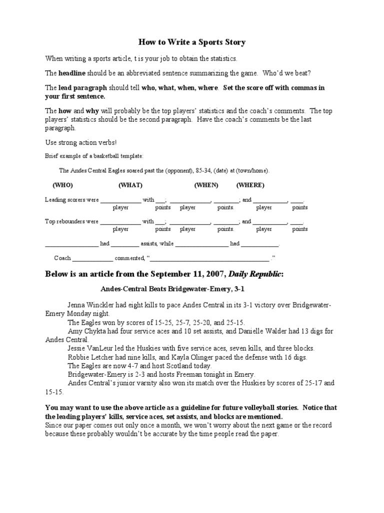 Journalism - How To Write A Sports Story | PDF | Boston Red Sox | News