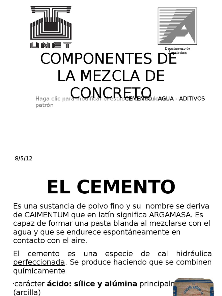 Componentes y Tipos de Cemento en Concreto | PDF | Cemento | Hormigón
