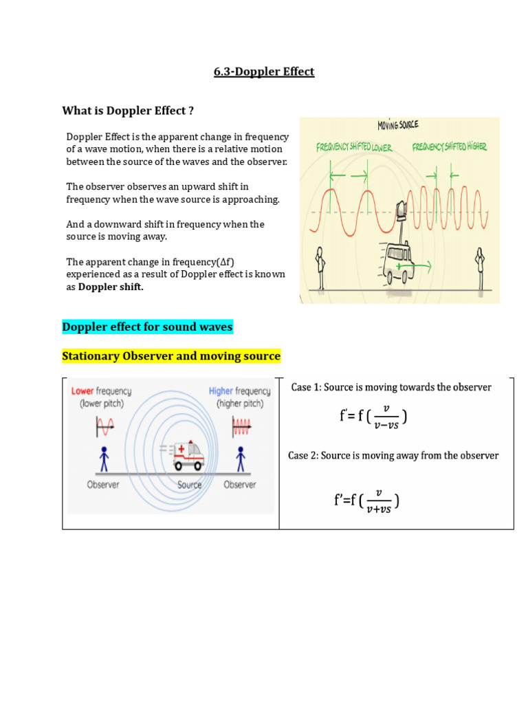 6.3 Doppler Effect | PDF | Redshift | Doppler Effect
