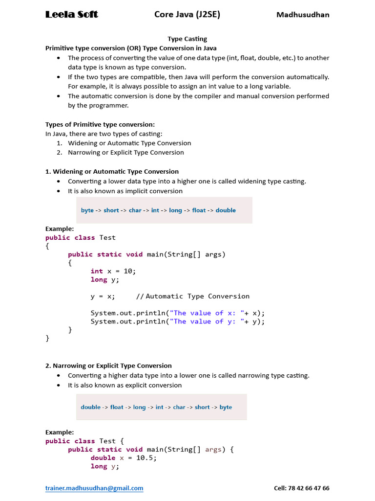 Java UNIT 1.7 | PDF | Integer (Computer Science) | Software Development