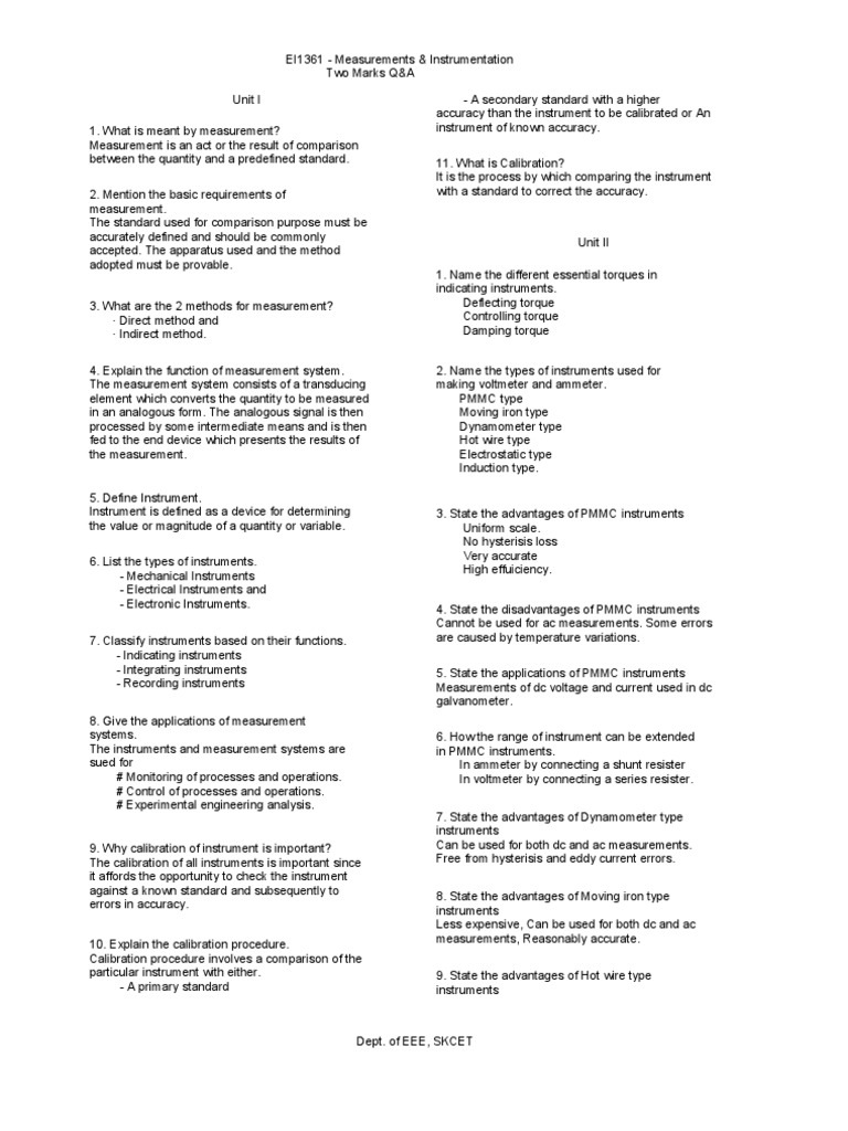 Measurement and Instrumentation | PDF | Measuring Instrument | Inductor