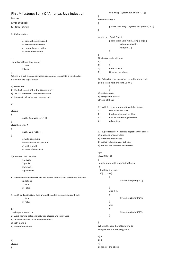 Java Mcq Pdf Inheritance Object Oriented Programming Class Computer Programming 3688