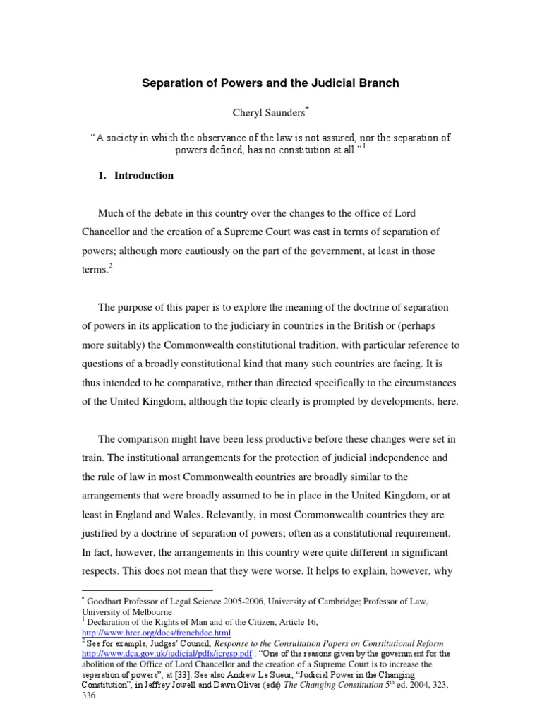 Separation of Powers and The Judicial Branch | PDF | Separation Of ...