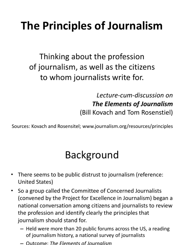 Lecture the Elements of Journalism | Journalism | News
