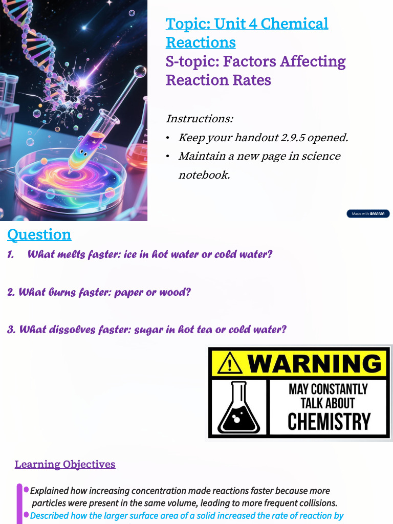Factors Affecting Reaction Rates (2) | PDF | Reaction Rate | Chemical ...