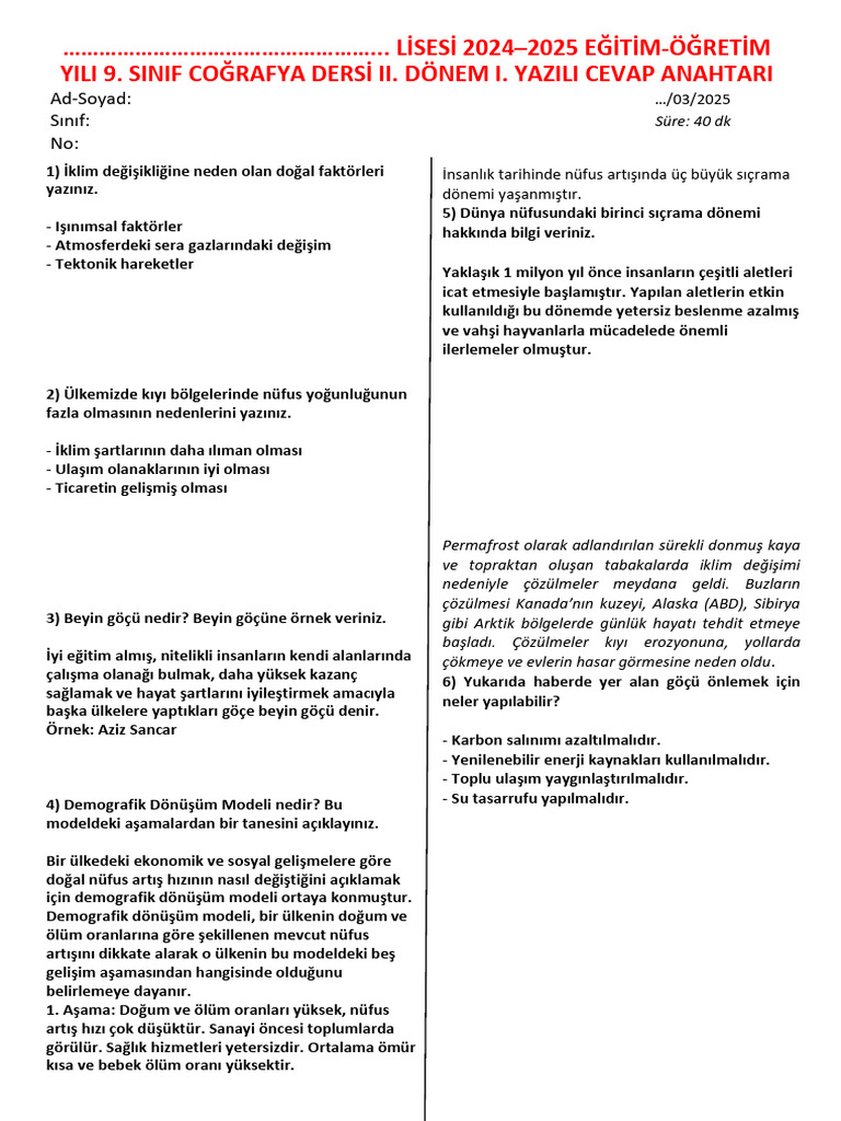 cografya-9-sinif-2-donem-1-yazili-cevap-anahtari-2024-2025 (1) | PDF