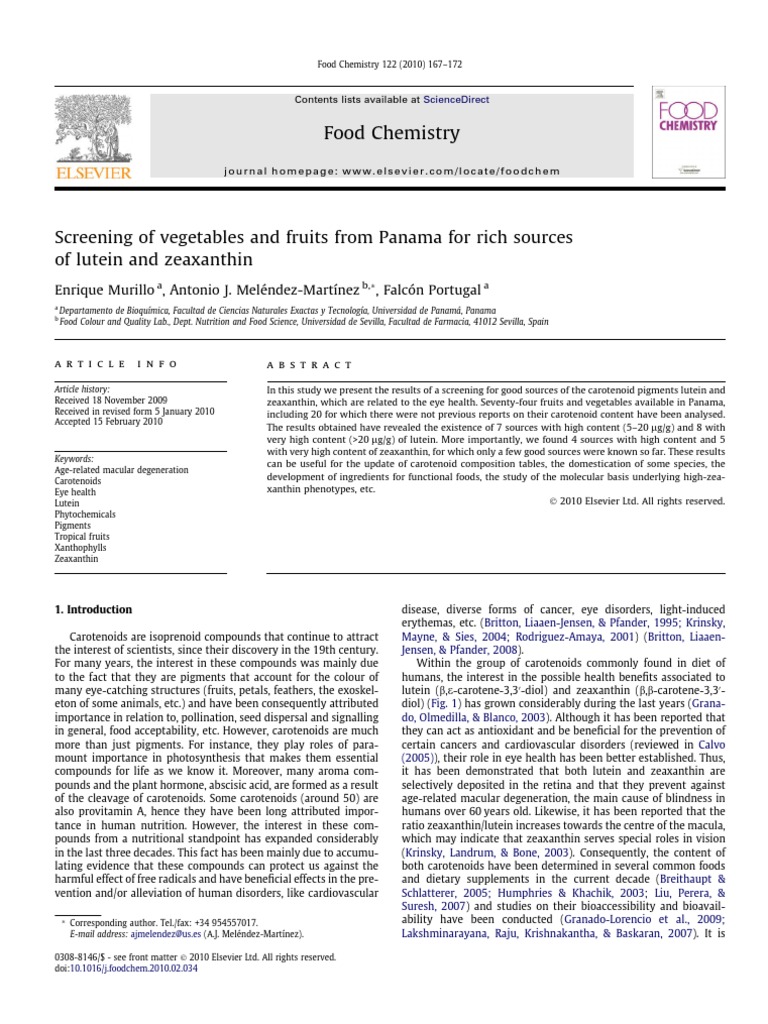Screening of Vegetables and Fruits | PDF | Carotenoid | Chromatography