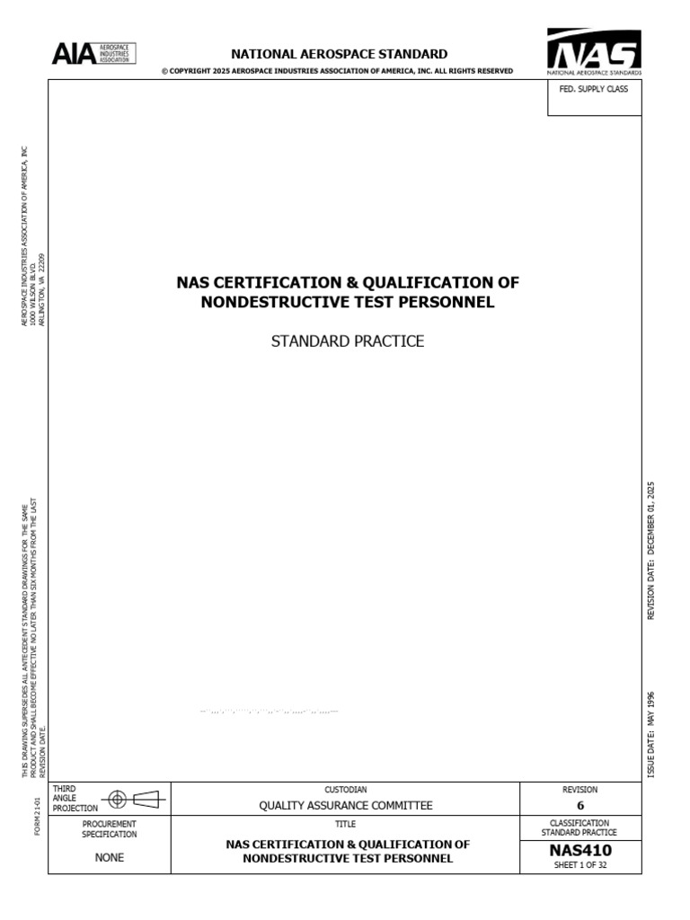NAS 410 REV.6 | PDF | Nondestructive Testing