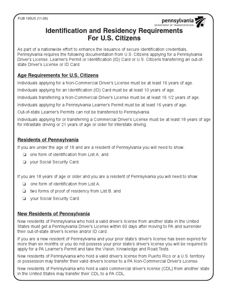 PennDOT PA Photo ID Requirements | PDF | Identity Document | United ...