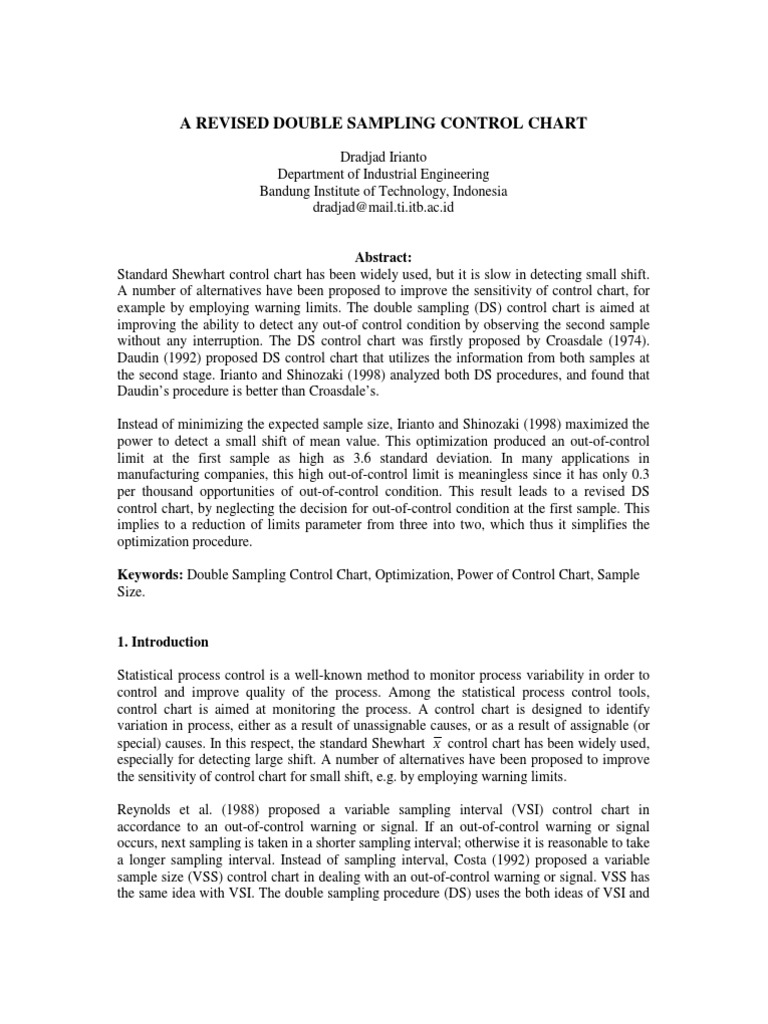 A Revised Double Sampling Control Chart | PDF | Statistics | Statistical Analysis