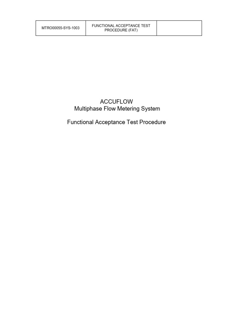 Functional Acceptance Test Procedure for Accuflow MPFM System_Sample ...