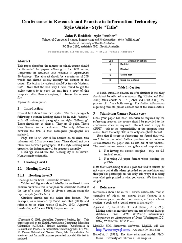 CRPIT Template | PDF | Paragraph | Abstract (Summary)