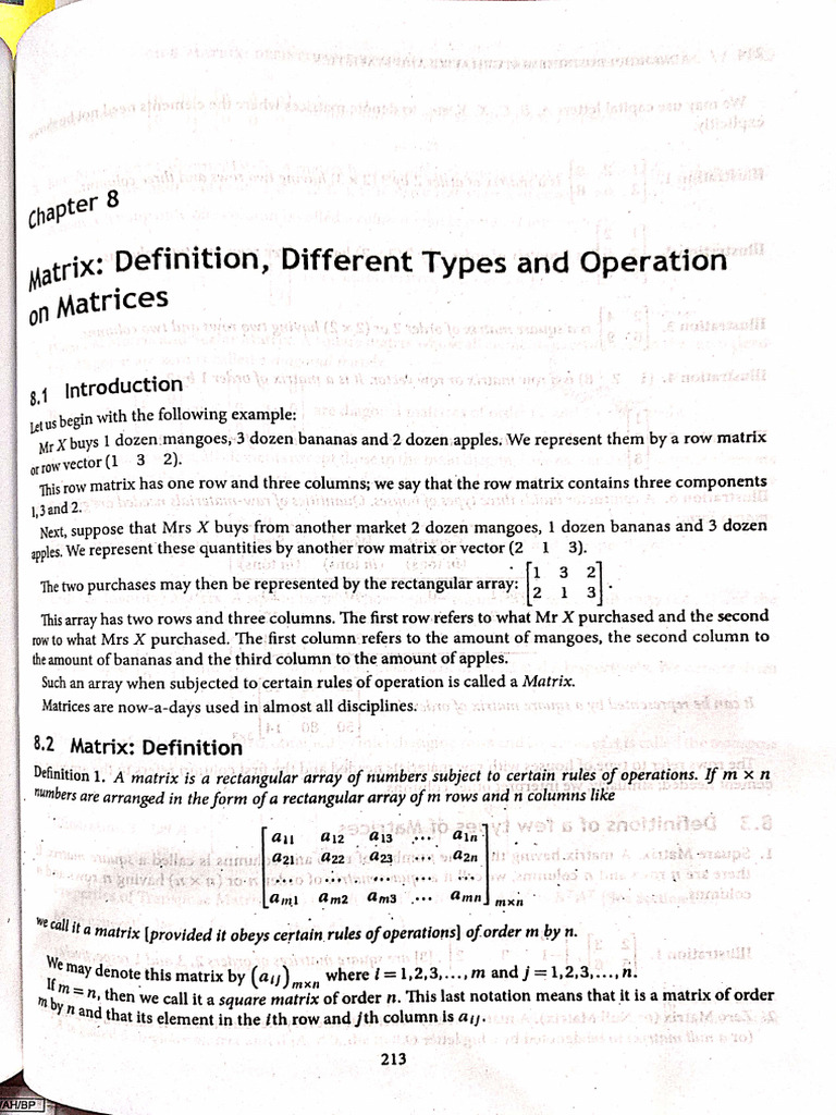 Matrix- Definition, Different Types and Operation on Matrix | PDF