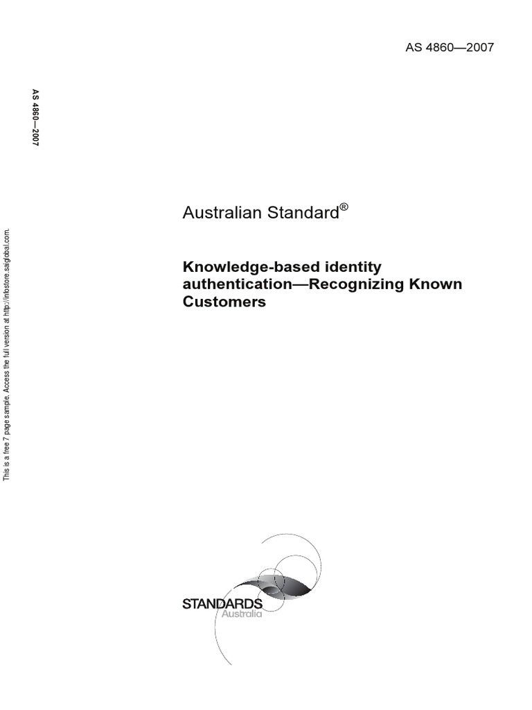 As 4860-2007 Knowledge-Based Identity Authentication - Recognizing ...