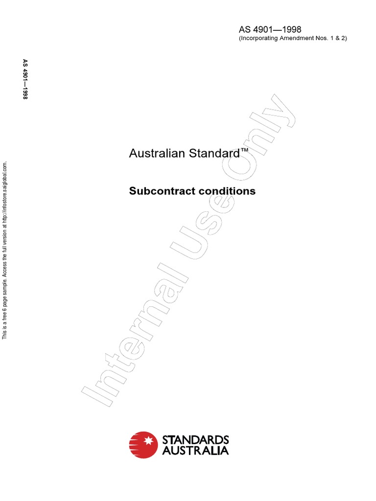 As 4901-1998 (Reference Use Only) Subcontract Conditions | Download ...