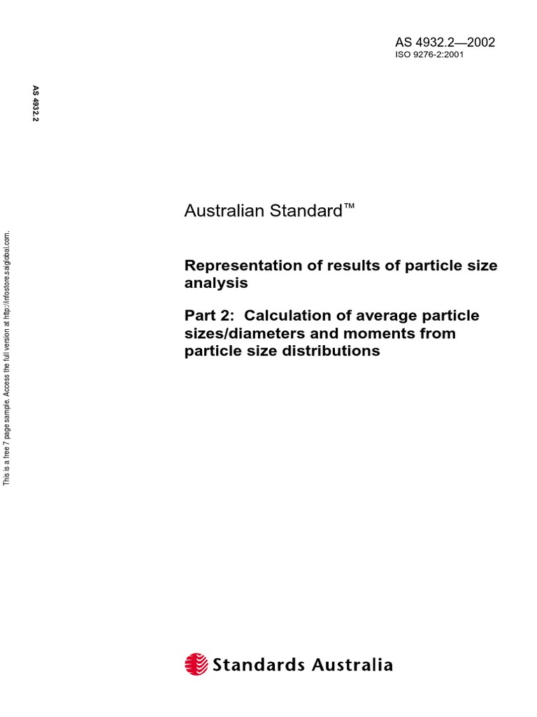 As 4932.2-2002 Representation of Results of Particle Size Analysis ...