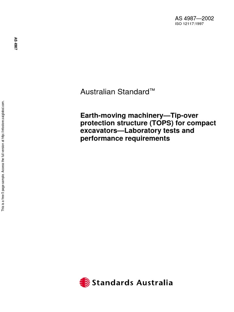 As 4987-2002 Earth-Moving Machinery - Tip-Over Protection Structure ...
