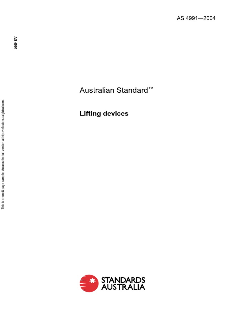 As 4991 2004 Lifting Devices Pdf Elevator Crane Machine