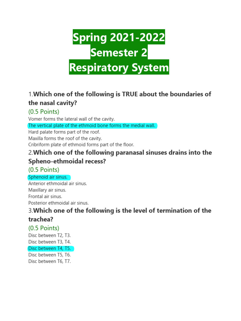 Respiratory midterm | PDF | Lung | Respiratory Tract