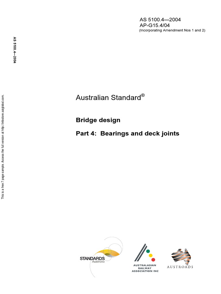 As 5100.4-2004 Bridge Design Bearings and Deck Joints | PDF | Elastomer ...
