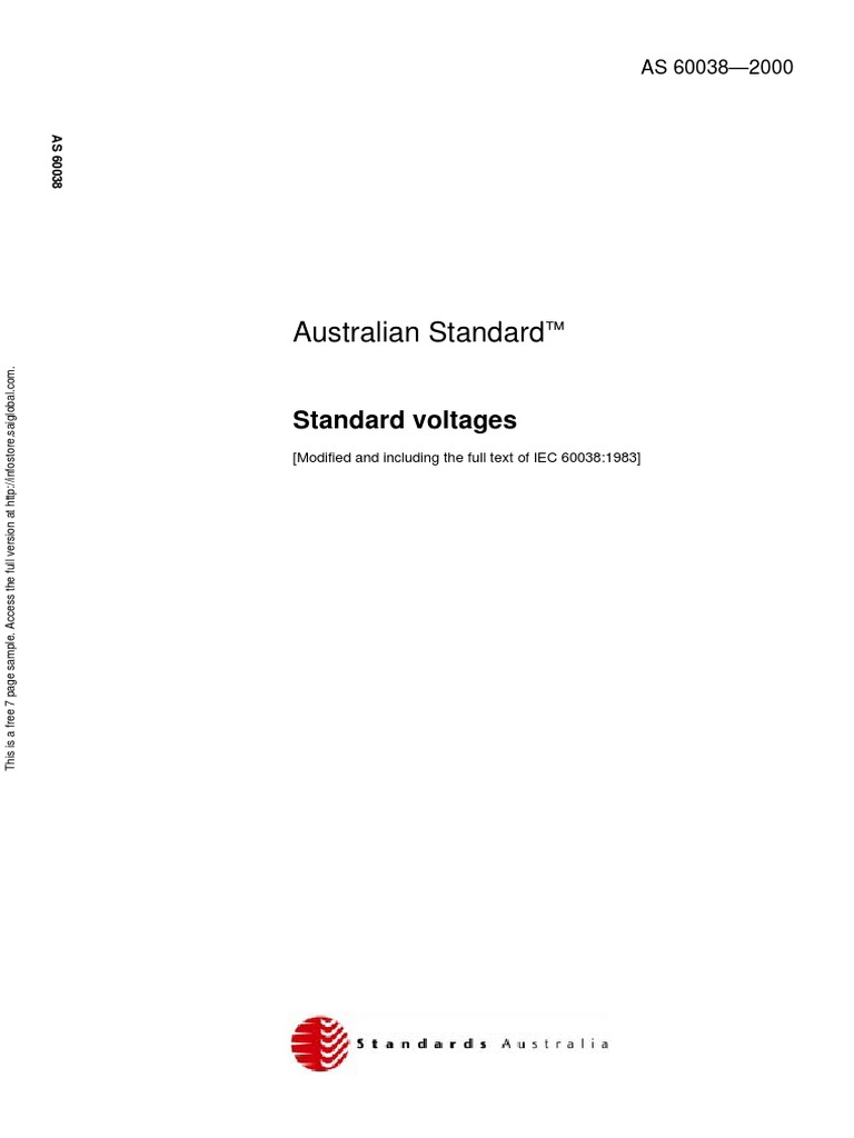 As 60038-2000 Standard Voltages | PDF | Alternating Current | Mains ...