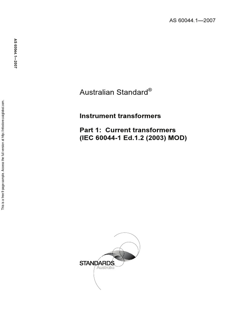 As 60044.1-2007 Instrument Transformers Current Transformers (IEC 60044 ... As 60044.1-2007 Instrument Transformers Current Transformers (IEC 60044 ...