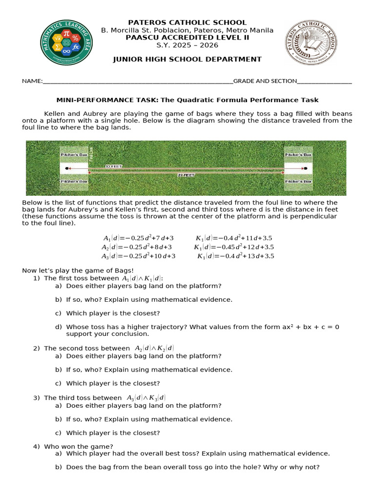 Mini Peformance Task | PDF | Mathematics