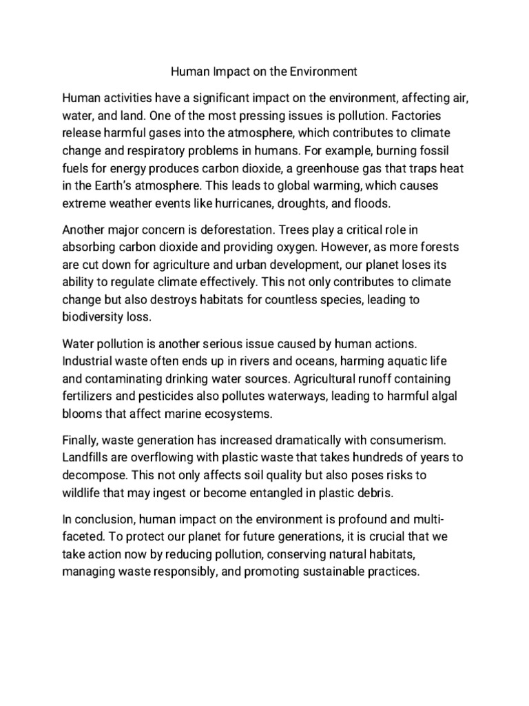 Human Impact on the Environment | PDF