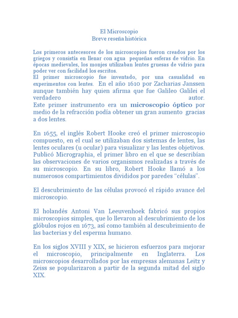 El Microscopio Trabajo | PDF | Microscopio | Óptica