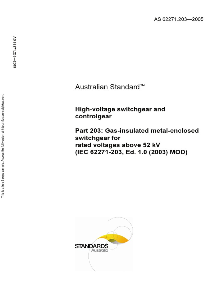 As 62271.203-2005 High-Voltage Switchgear and Controlgear Gas-Insulated Metal-Enclosed ...