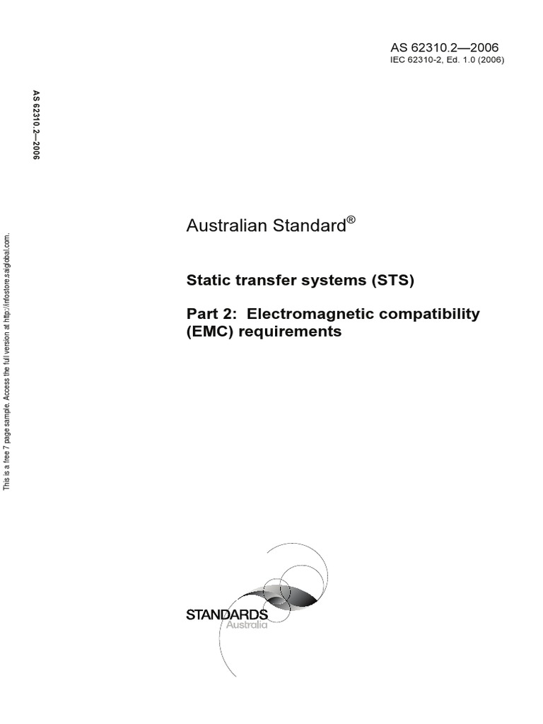 As 62310.2-2006 Static Transfer Systems (STS) Electromagnetic ...
