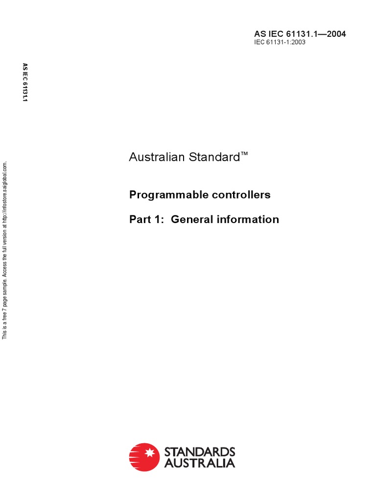 As Iec 61131 1 2004 Programmable Controllers General Information Download Free Pdf