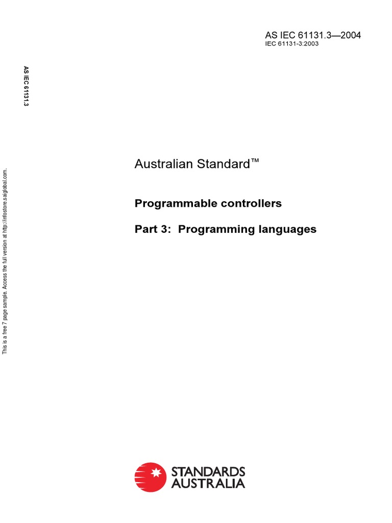 As IEC 61131.3-2004 Programmable Controllers Programming Languages ...