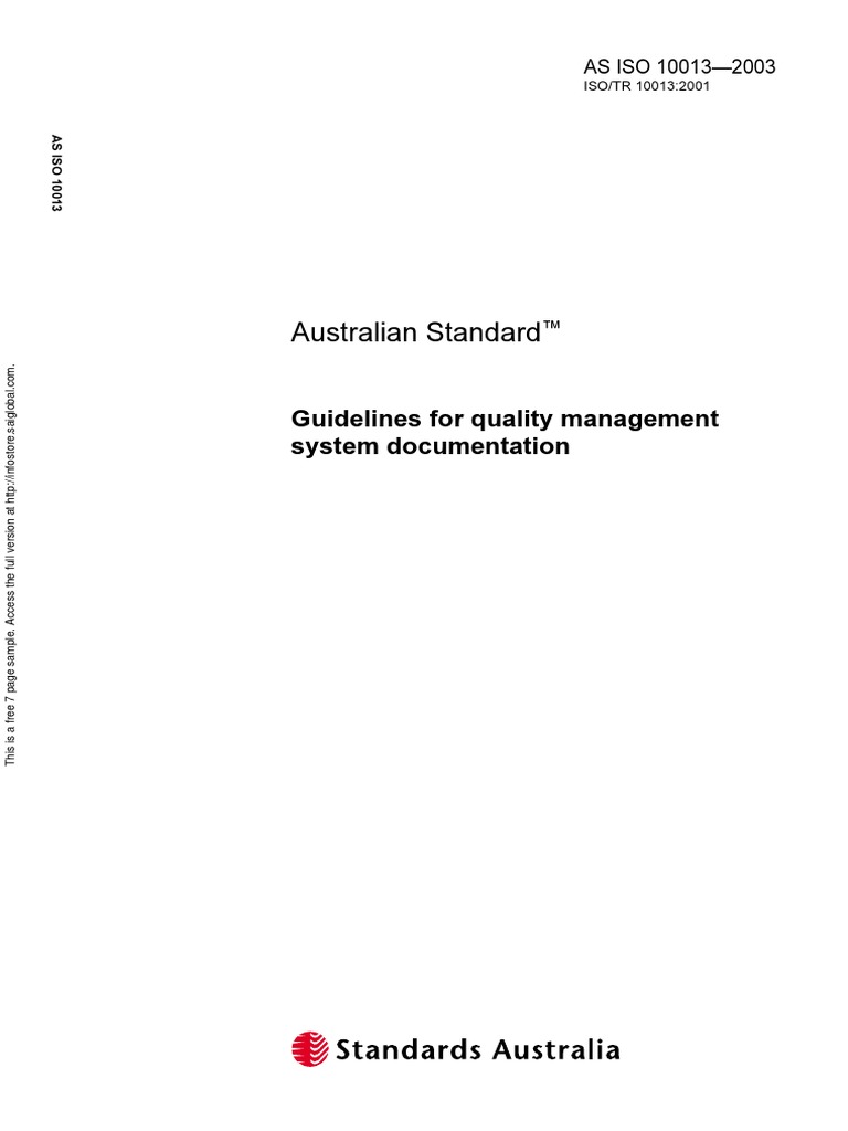 As ISO 10013-2003 Guidelines For Quality Management System ...