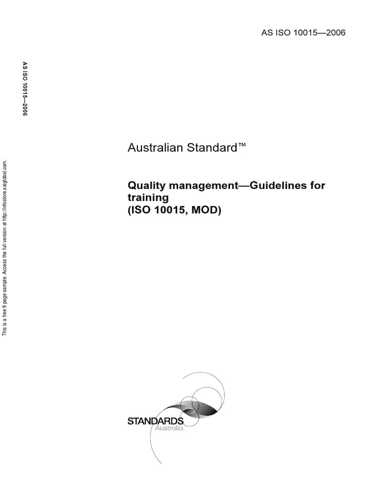 As ISO 10015-2006 Quality Management - Guidelines For Training (ISO ...