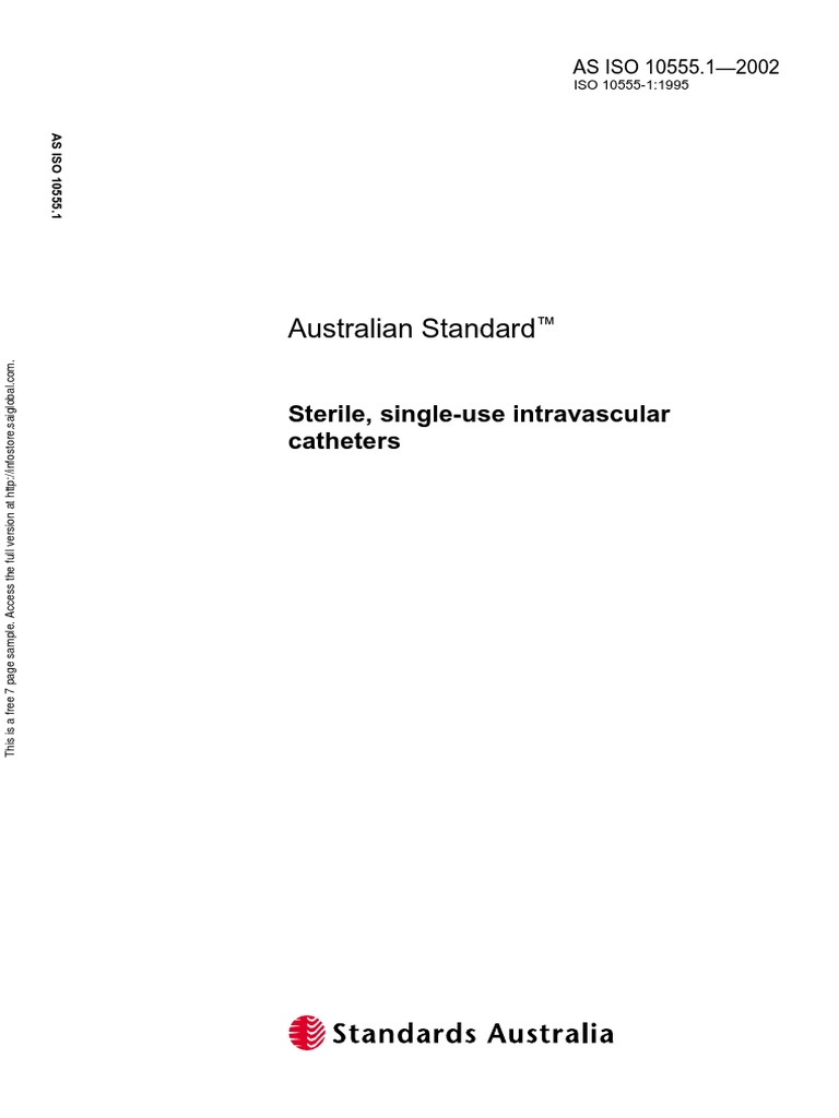 As ISO 10555.1-2002 Sterile Single-Use Intravascular Catheters General ...