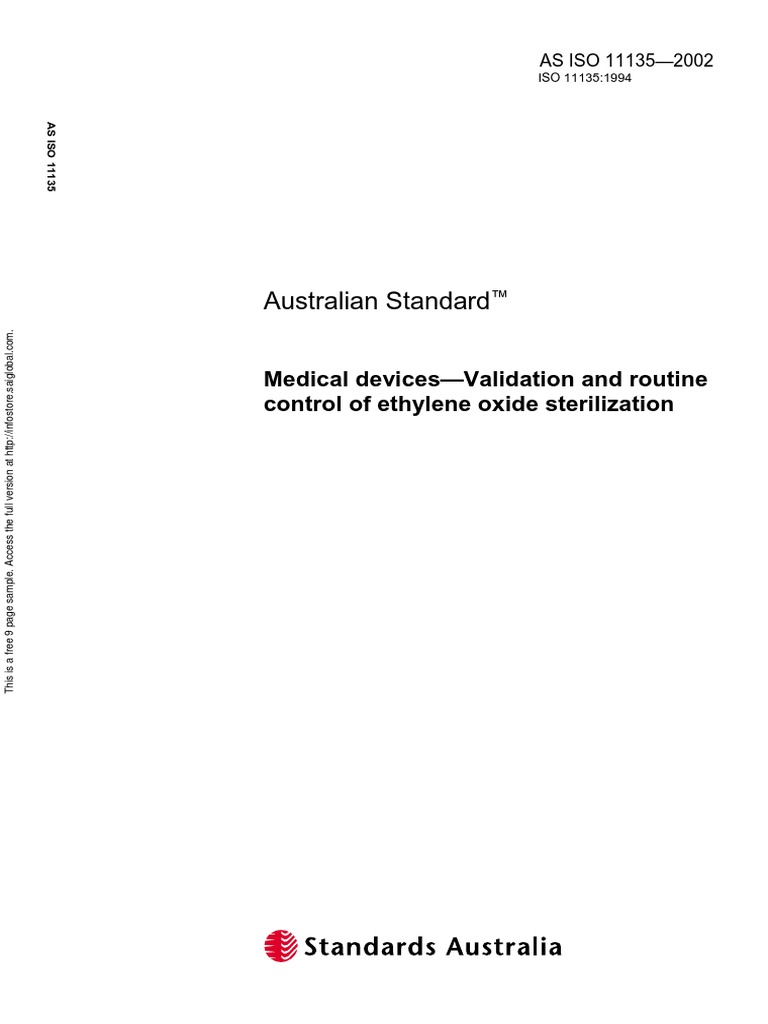 AS ISO 11135-2002 Medical Devices - Validation and Routine Control of ...