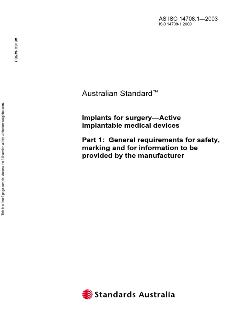 As ISO 14708.1-2003 Implants For Surgery - Active Implantable Medical ...