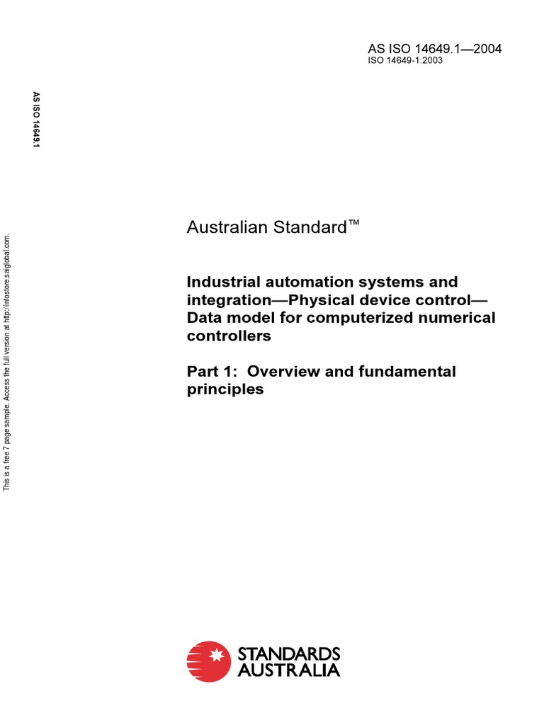 As ISO 14649.1-2004 Industrial Automation Systems and Integration - Physical Device Control ...