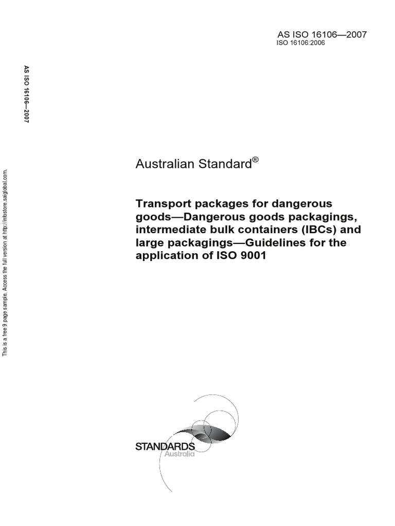 As ISO 16106-2007 Transport Packages For Dangerous Goods - Dangerous ...