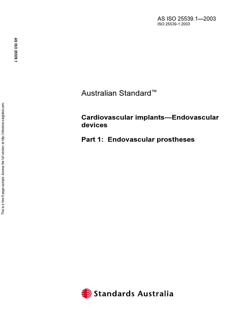 As ISO 25539.1-2003 Cardiovascular Implants - Endovascular Devices ...